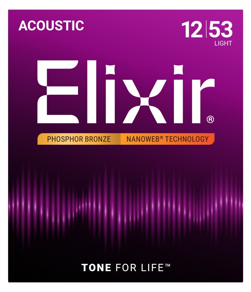 Elixir Nanoweb Acoustic Phosphor Light 12-53 - Strings | Music Planet NZ